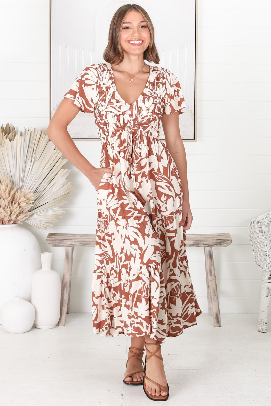 New: Amaya - Charis Midi Dress - Rust | saltycrush.com