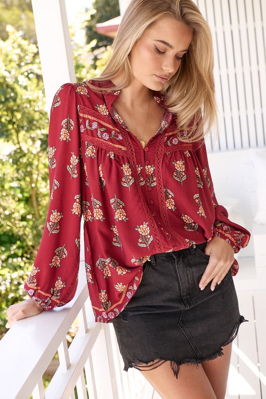 Get Jaase Tops: Bee Blouse - Grenache Print | saltycrush.com – Salty Crush