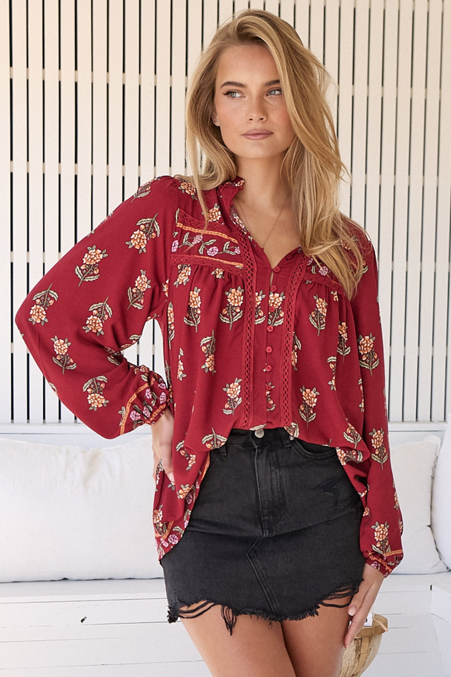 Get Jaase Tops: Bee Blouse - Grenache Print | saltycrush.com – Salty Crush