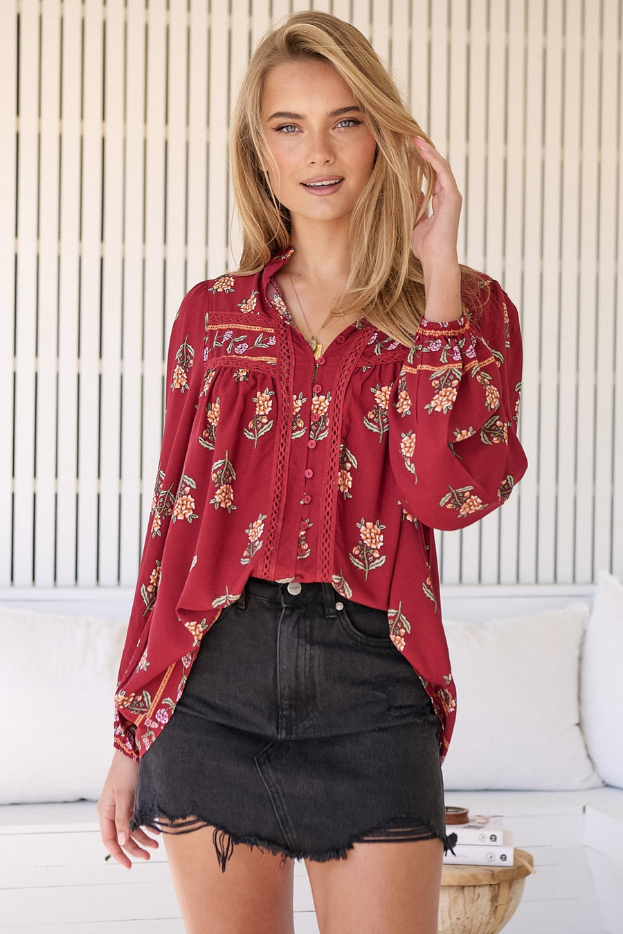 Get Jaase Tops: Bee Blouse - Grenache Print | saltycrush.com – Salty Crush