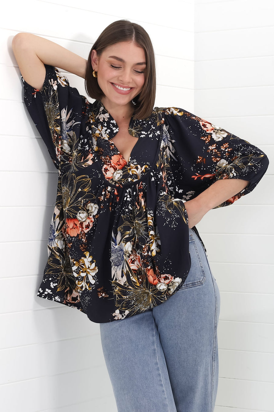 Shop our Boheme Blouse in the Indigo Print by Jaase | Salty Crush