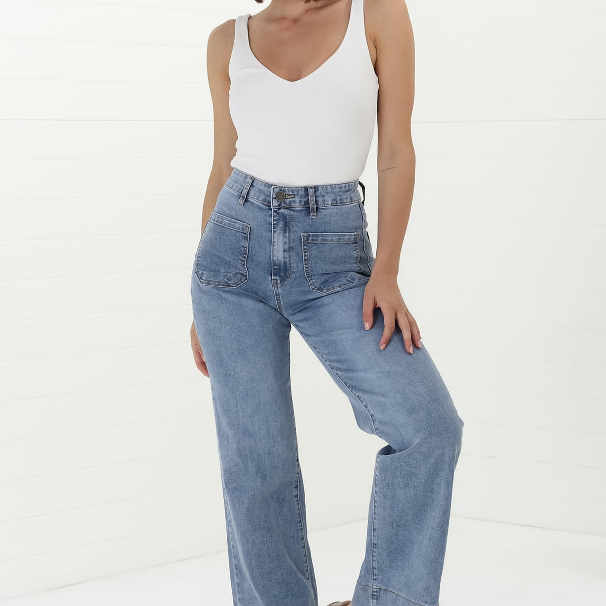 Shop Denim: Cindy Wide Leg Jean in Stone Wash Denim | saltycrush.com ...