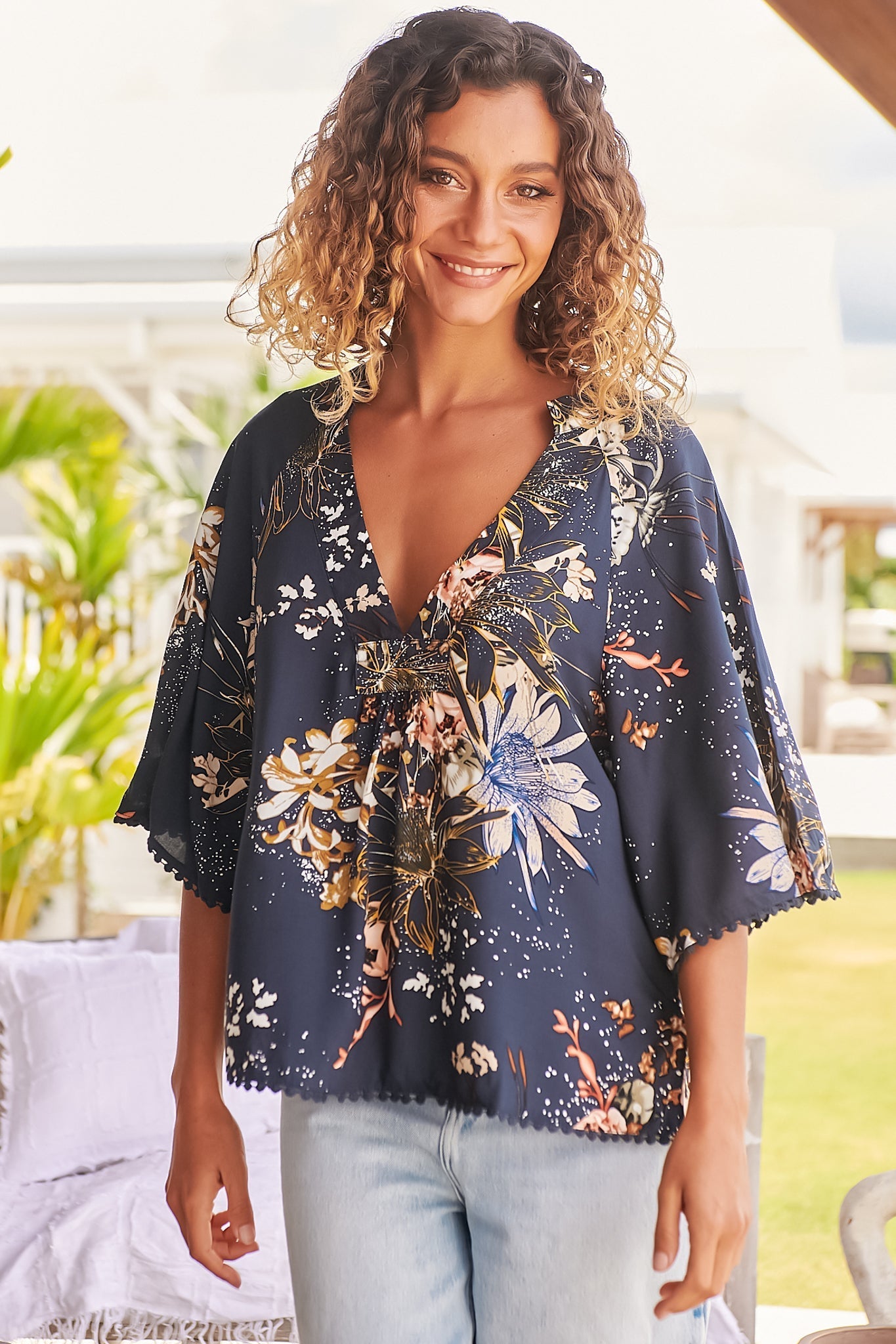 Shop Jaase Tops: Gabriella - Indigo Top | Salty Crush