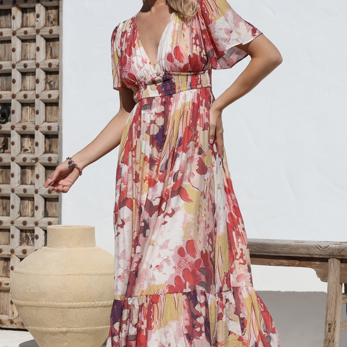 Shop Glades Maxi Dress - Kamara Print Red | saltycrush.com – Salty Crush