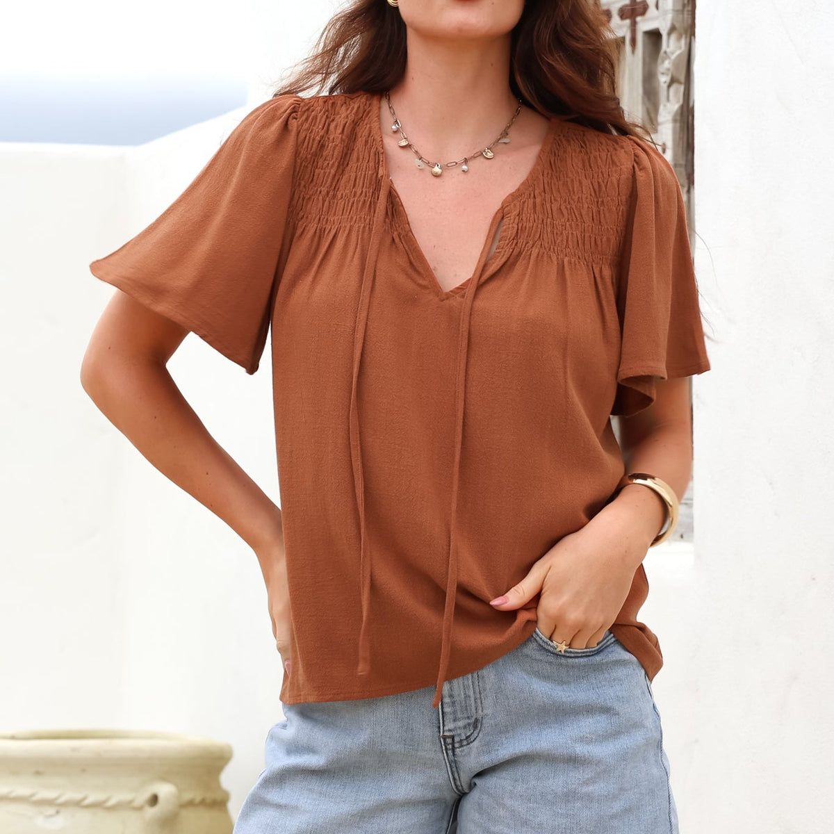 Basic Tops: Kendra Top - Tan | saltycrush.com – Salty Crush