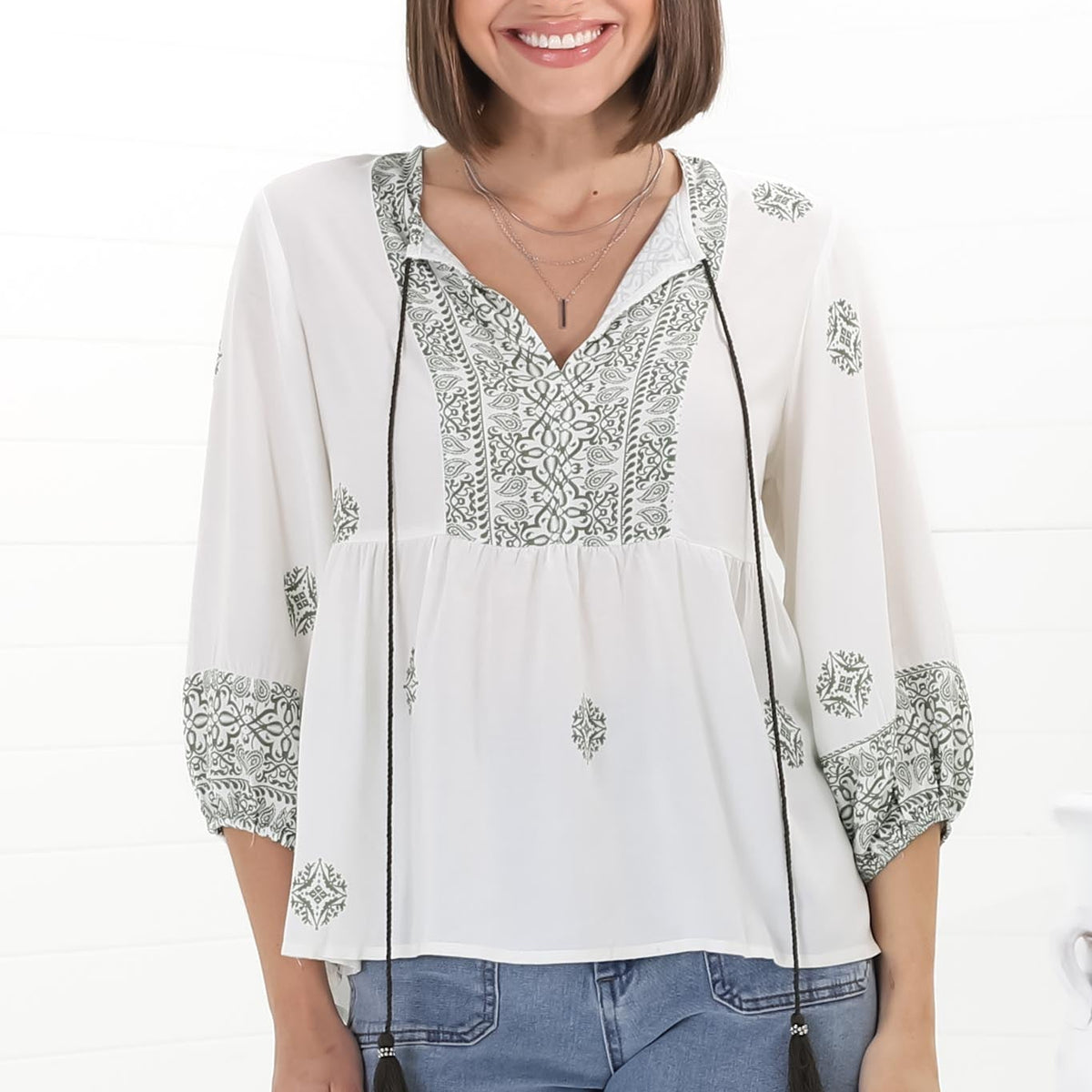 Shop Tops: Loma Blouse - Abba Print in Cream | saltycrush.com – Salty Crush