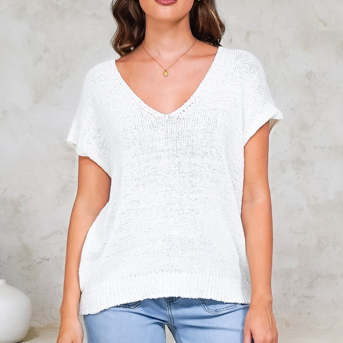 Millicent Knit Top in White | Casual Tops @ Salty Crush