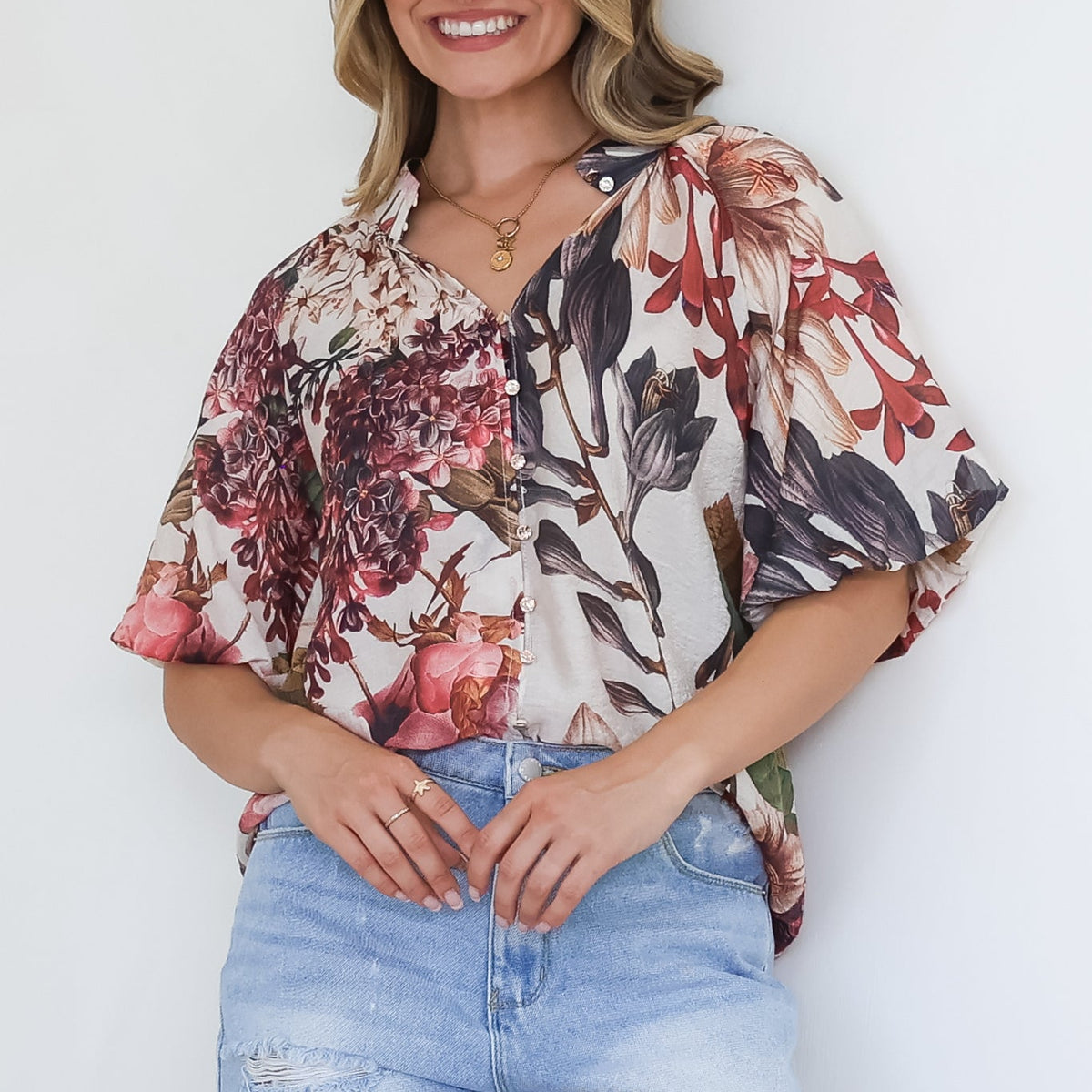 Nayra Blouse Top - Leonor Print | Salty Crush