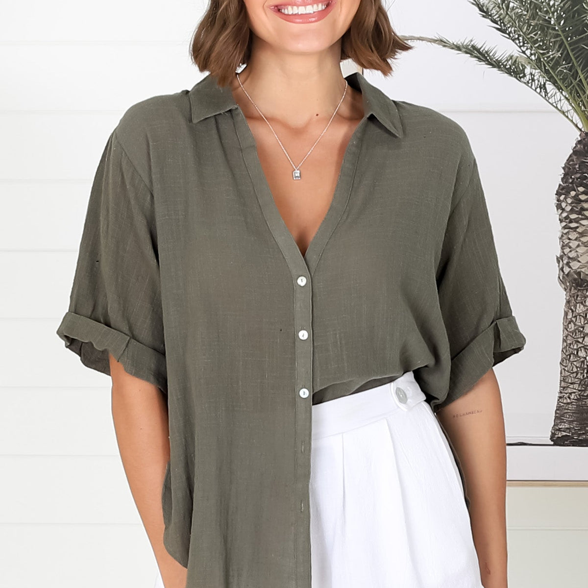 Shop Basics: Shelly Shirt - Military Green | saltycrush.com – Salty Crush