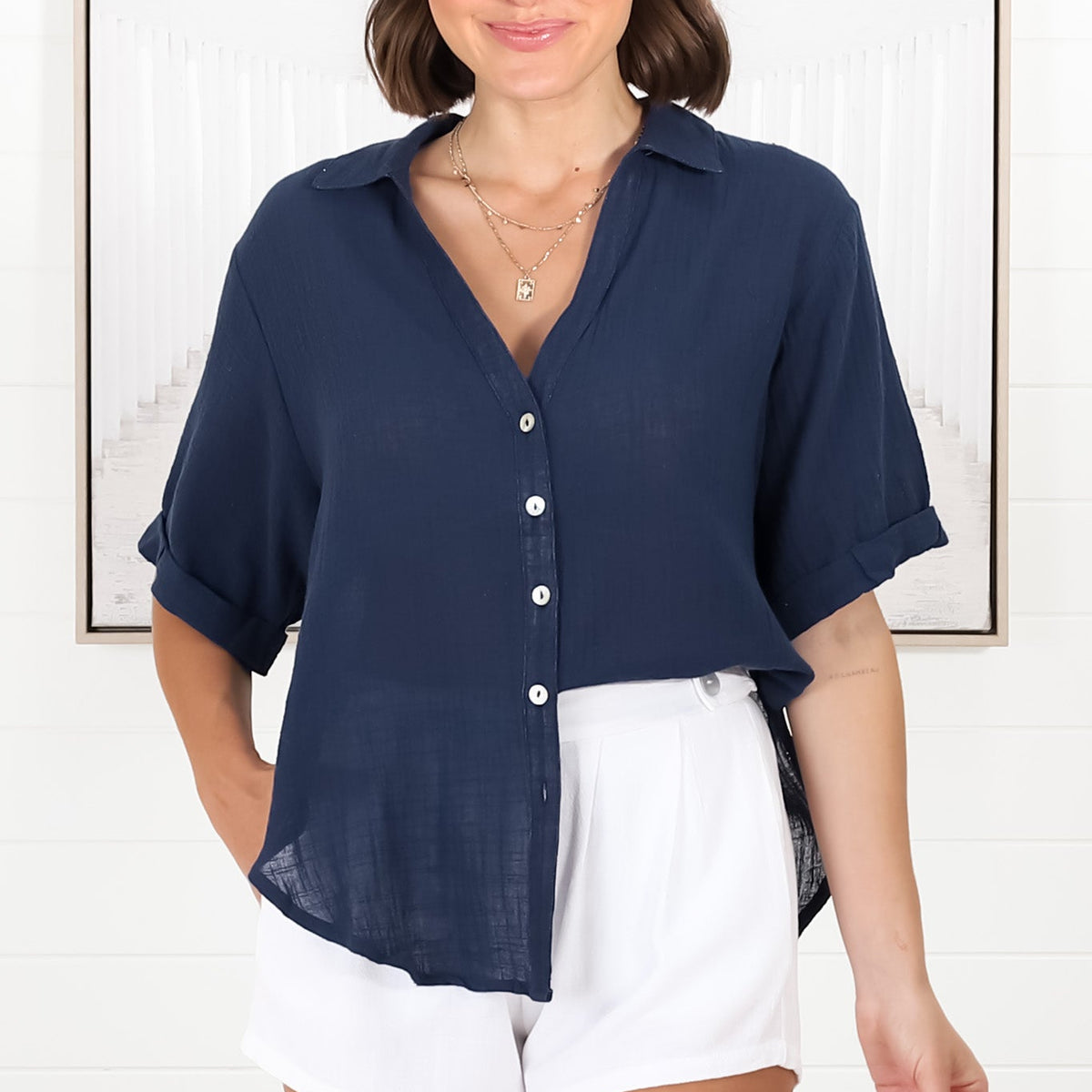 Shop Tops: Shelly Shirt - Navy | saltycrush.com – Salty Crush